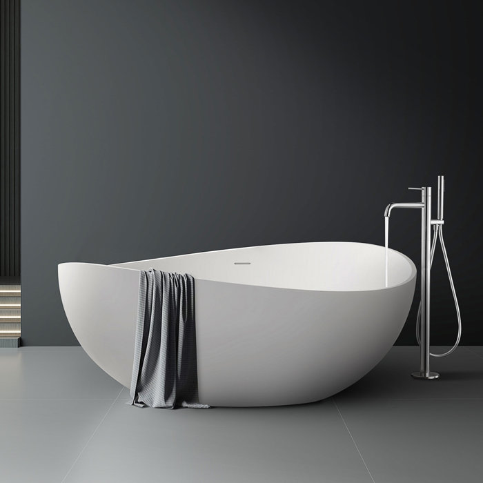 SJ STAR&JANE 63'' x 38'' Freestanding Soaking Solid Surface Bathtub | Wayfair